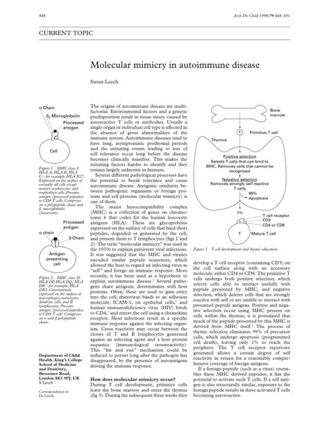 Pdf Molecular Mimicry In Autoimmune Disease
