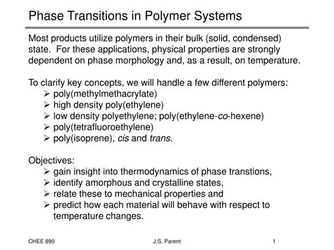 Ppt Phase Transitions In Polymer Systems Powerpoint Presentation