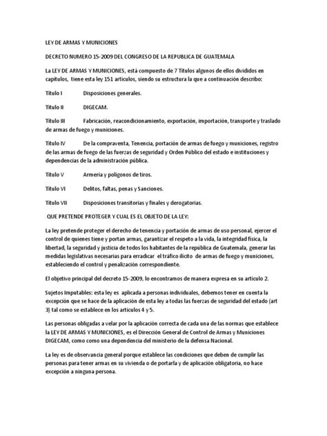 Ley De Armas Y Municiones Pdf Derecho Penal Contrabando