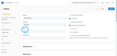 How To Set Icon To A Custom Workspace In Frappe Framework Frappe Framework Frappe Forum