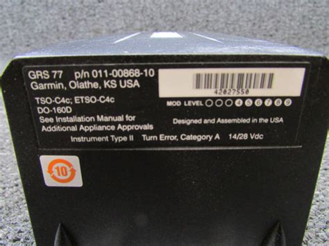 011 00868 10 Garmin Grs 77 Altitude And Heading Reference Unit Has
