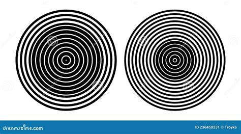 Circle Concentric Rings Patterns Design Elements Set Stock Vector