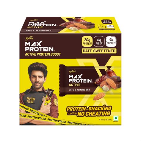 Ritebite Max Protein Active Date And Almond 20g Protein Bar Nutrabay™