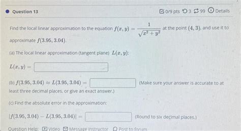 solved find the local linear approximation to the equation