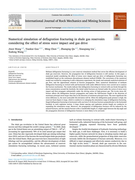 PDF Numerical Simulation Of Deflagration Fracturing In Shale Gas Reservoirs Considering The