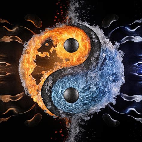 Yin Y Yang Hechos De Fuego Y Agua Símbolo De Armonía Foto Premium