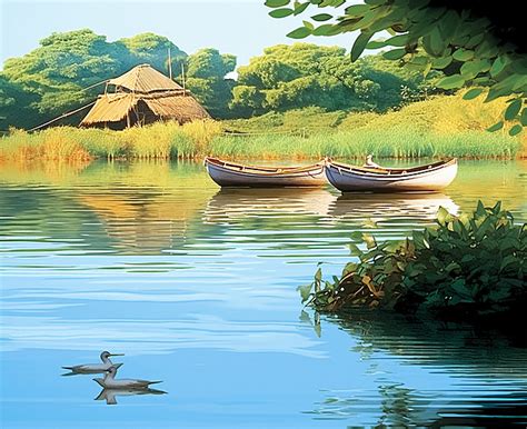 Two Small Boats On The Water Background Turtle Lighthouse