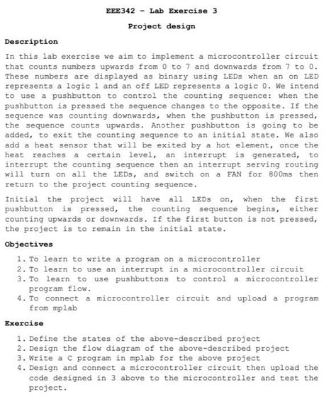 Solved EEE Lab Exercise Project Design Description In Chegg
