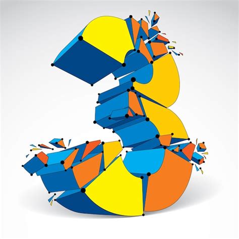 Premium Vector 3d Vector Low Poly Colorful Number 3 With Black