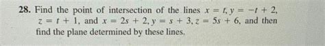 Solved Find The Point Of Intersection Of The Lines X Chegg