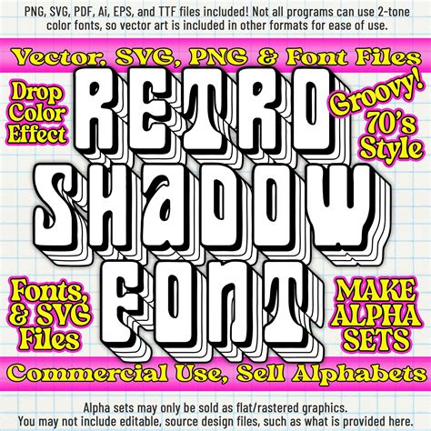 Groovy Shadow Font Pngs Svg Psd More Design Files 4 Ttf Fonts 2 Color