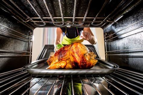 Cucinando Pollo Nel Forno A Casa Fotografia Stock Immagine Di Pollo
