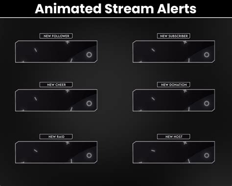 Animated Black And White Twitch Overlay Package Dark Theme Stream