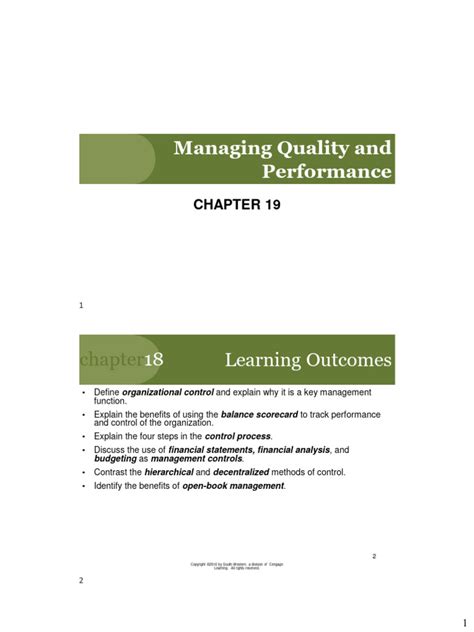Chapter 9 Controlling Managing Quality And Performance Pdf Expense