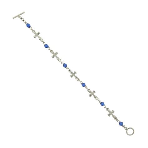 Single Strand Blue Bead And Cross Toggle Bracelet The Cathedral T Shop