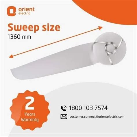 White Orient Aerocool Ceiling Fan Sweep Size 1360mm Power 72w At