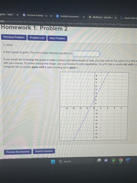 Solved A Line S Graph Is Given This Line S Slope Intercept Chegg Com