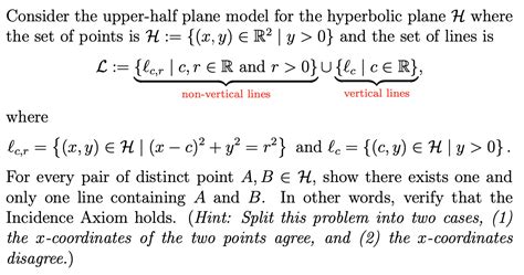Solved Consider The Upper Half Plane Model For The