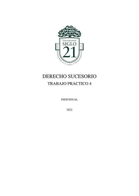 Derecho Sucesorio Tp2 Subir Derecho Sucesorio Trabajo Practico 4
