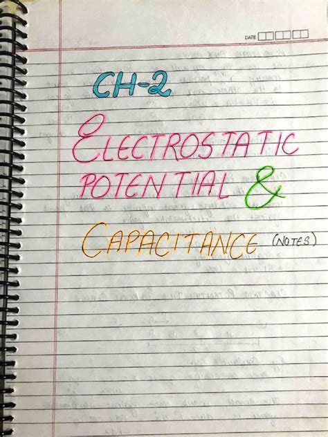 Ch 2 Electrostatic Potential And Capacitance Notes Pdf