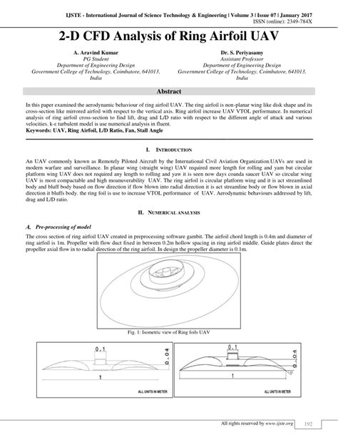 Pdf 2 D Cfd Analysis Of Ring Airfoil Uav