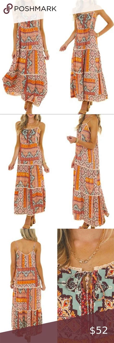 Multi Color Crochet Floral Boho Maxi Dress