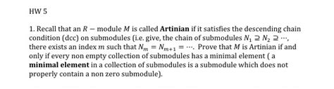 solved hw 5 1 recall that an r module m is called