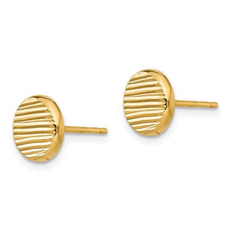 Gold Leslies 14k Polished And Textured Disc Post Earrings Model