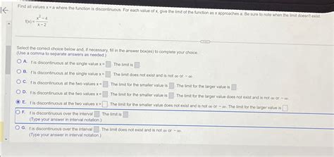 solved find all values x a where the function is