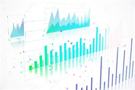 Abstract Data Visualization With Bar And Line Graphs On White Background 3d Rendering Stock