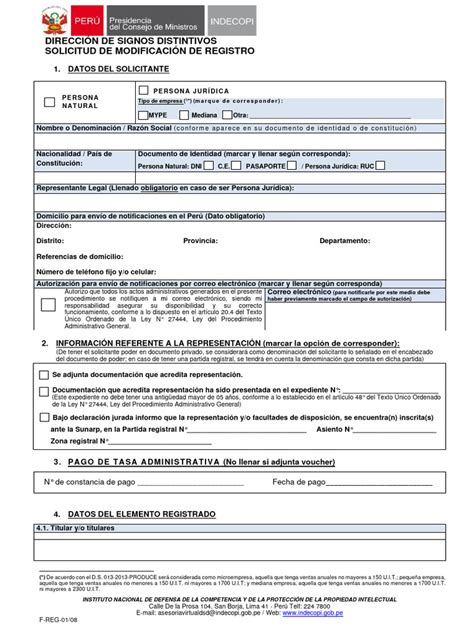 5472914 Formato Reg 01 Solicitud De Modificacion De Registro Pdf Documento De Identidad