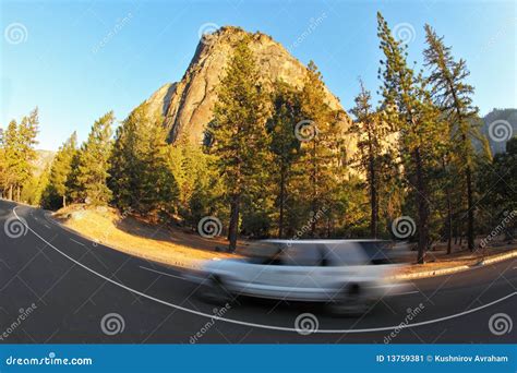 The Car On Abrupt Turn Of Road Stock Image Image 13759381