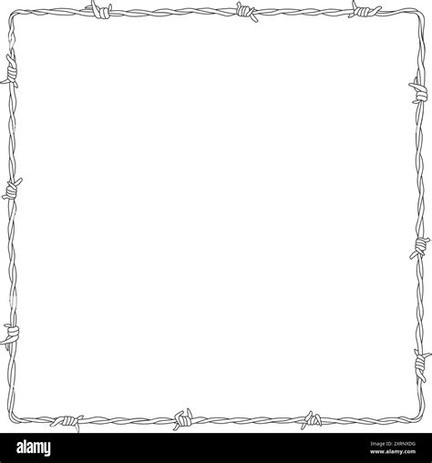 Barbed Wire Square Border Frame Outline Vector Stock Vector Image Art Alamy