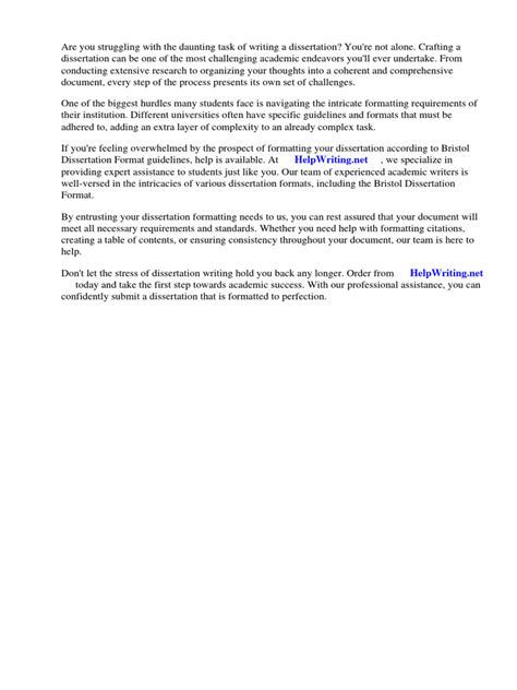 Bristol Dissertation Format Pdf Thesis