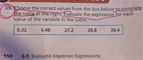 Solved Choose The Correct Values From The Box Below To Complete