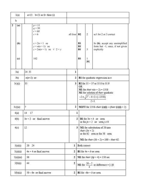 Number Sequenes Worksheet Markscheme Pdf Mathematics