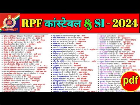 RPF Constable SI 2024RPF Constable 2024 GK GS Practice Set RPF