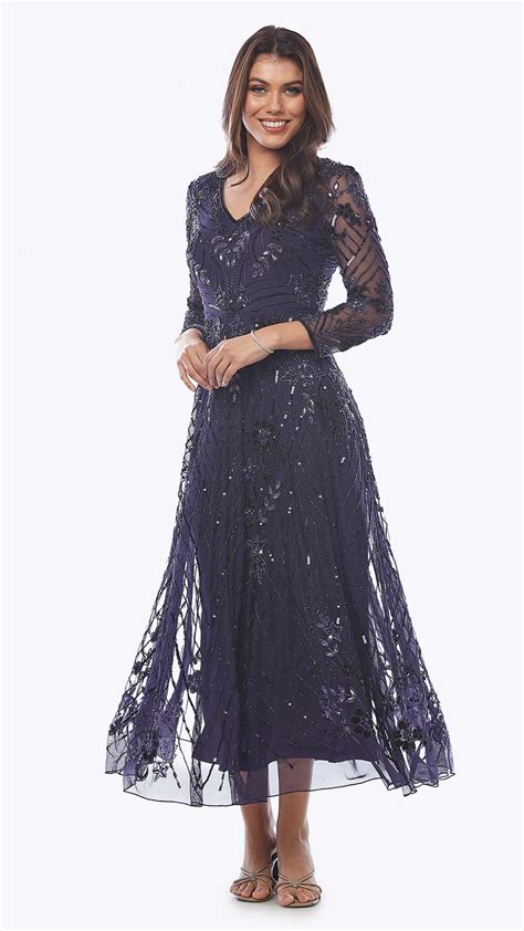 Beaded Midi Dress With Sleeves Jhdr11