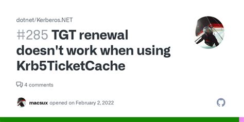 Tgt Renewal Doesn T Work When Using Krb Ticketcache Issue