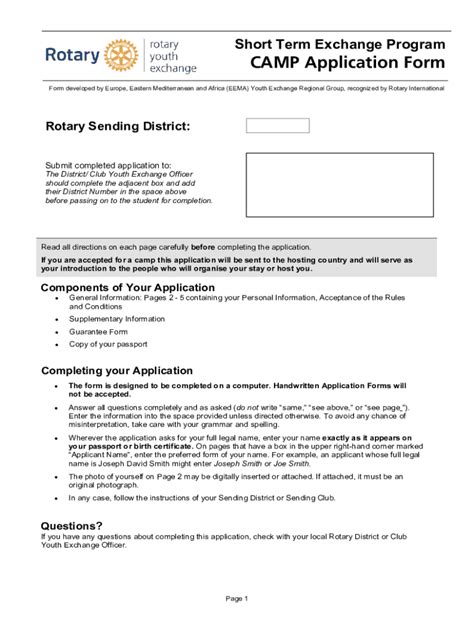 Fillable Online Camp Application Form Fax Email Print Pdffiller
