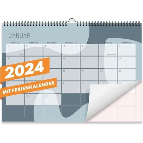 Calendrier Mural 2024 Calendrier Mensuel Au Format A4 Paysage