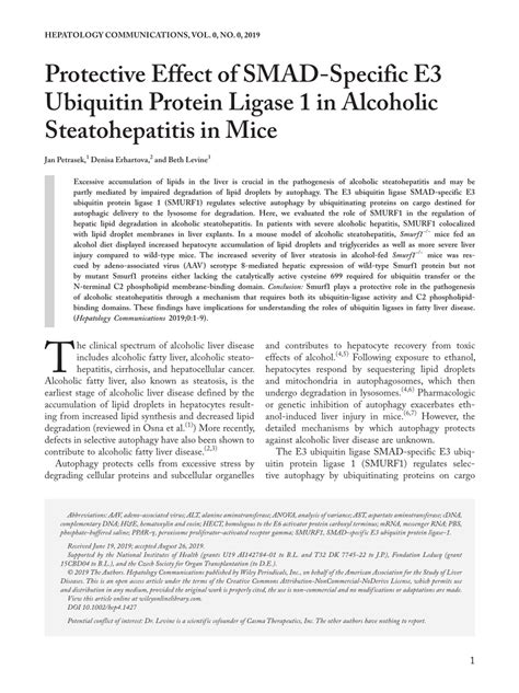 Pdf Protective Effect Of Smad‐specific E3 Ubiquitin Protein Ligase 1