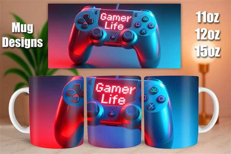 Neon Gamer Life Controller Mug Wrap Graphic By Creative Canvas