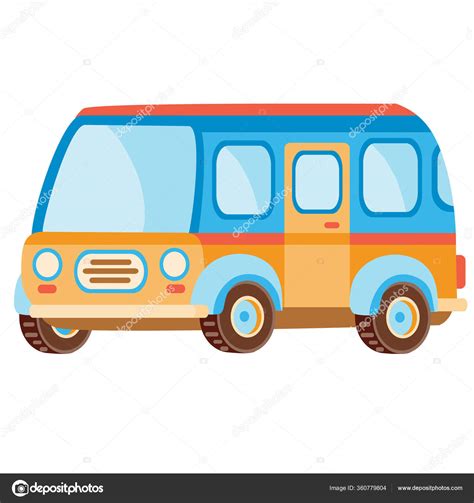 Bus en color naranja en estilo plano objeto aislado sobre fondo blanco ilustración vectorial