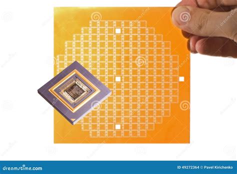 Microprocessor In Hand And Circuit Schematic Stock Image 49102333