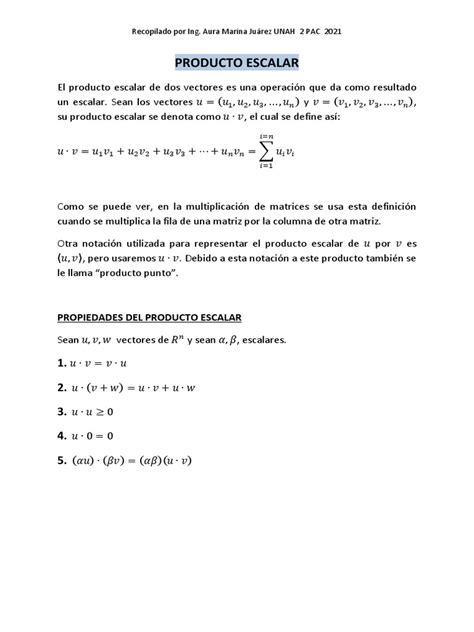 3 Producto Escalar Pdf Vector Euclidiano Matriz Matemáticas