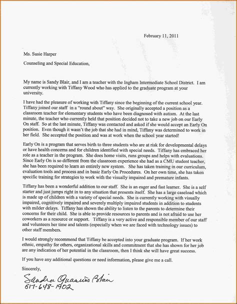 √ Free Printable Letter Of Recommendation For Graduate School