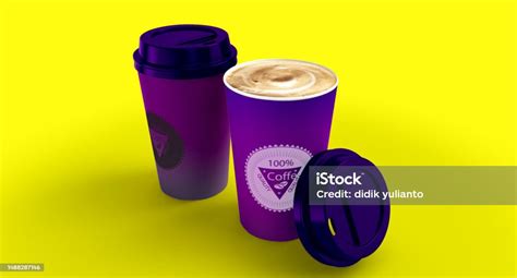 Mockup Cangkir Kertas Kopi Atau Teh Minimalis Sederhana Foto Stok