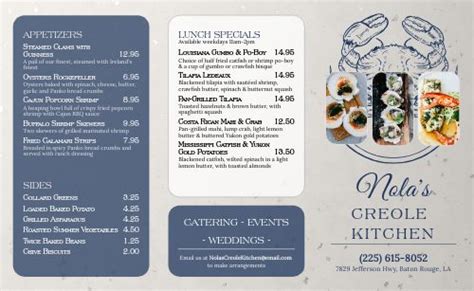 Creole Seafood Takeout Menu Template By Musthavemenus