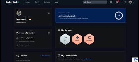 Hackerrank Codingjourney Achievement Kamesh J
